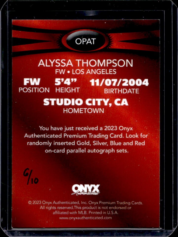 2023 Onyx Premium Alyssa Thompson Inscribed Auto #/10 | eBay