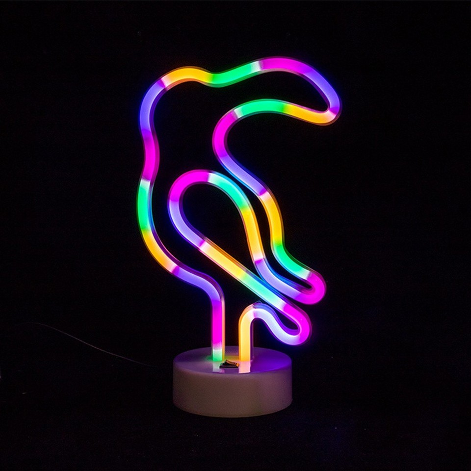 Creative LED Neon Parrot Sign Battery Powered Neon Night Light Light Up ...