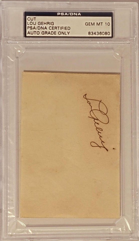 LOU GEHRIG AUTOGRAPHED SIGNED CUT NEW YORK YANKEES PSA/DNA GEM MT 10 | eBay