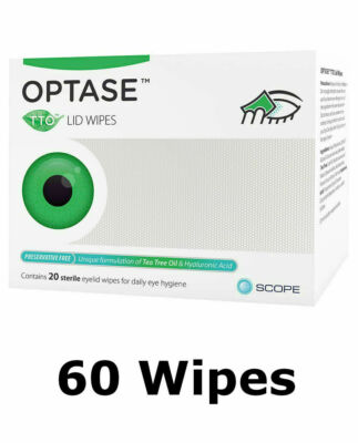3 X Optase TTO Tea Tree Oil Eye Lid Wipes Preservative Free By Scope 60 ...