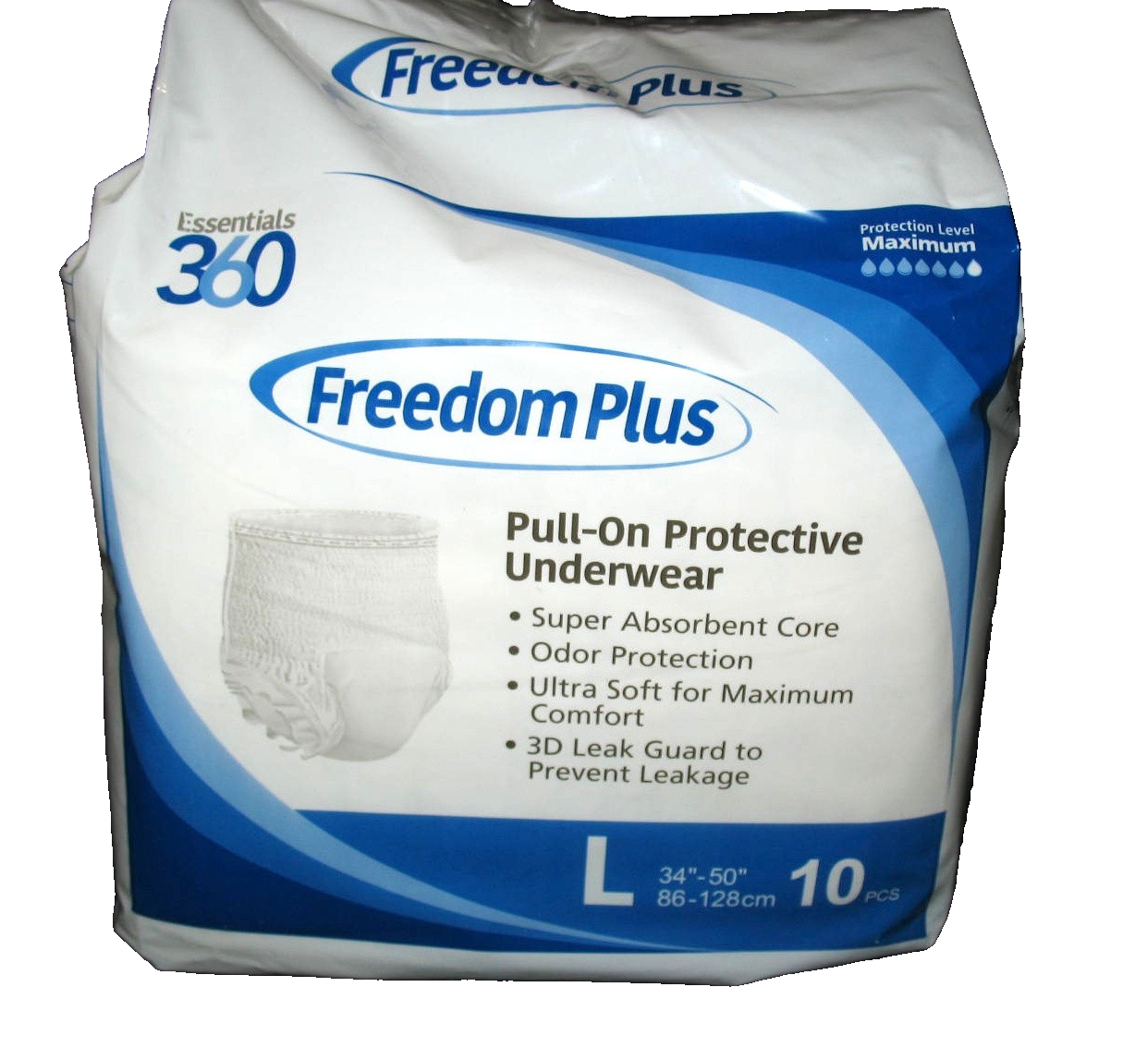 Essentials 360 Freedom Plus Pull-On Protective Underwear - Large 34”-50 ...