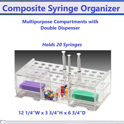Dental Composite Organizer, Holds 20 Syringes 4 Compartments, Double ...