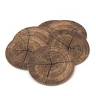 Set Of 6 Round Tree Trunk Print Coasters | Bark Design Cork Backed ...