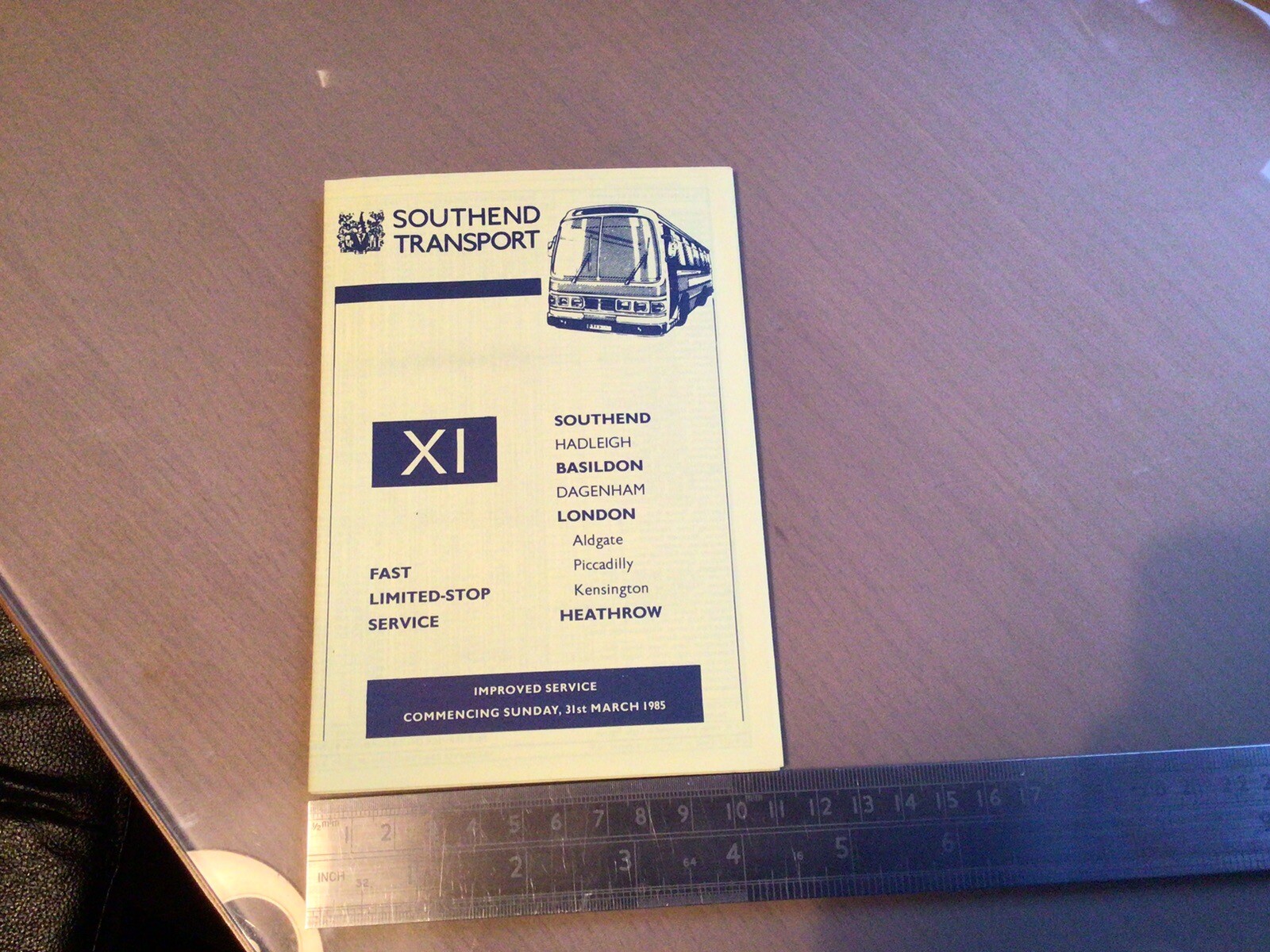 Southend Transport Bus Timetable Route X1 March 1985 Basildon Heathrow ...