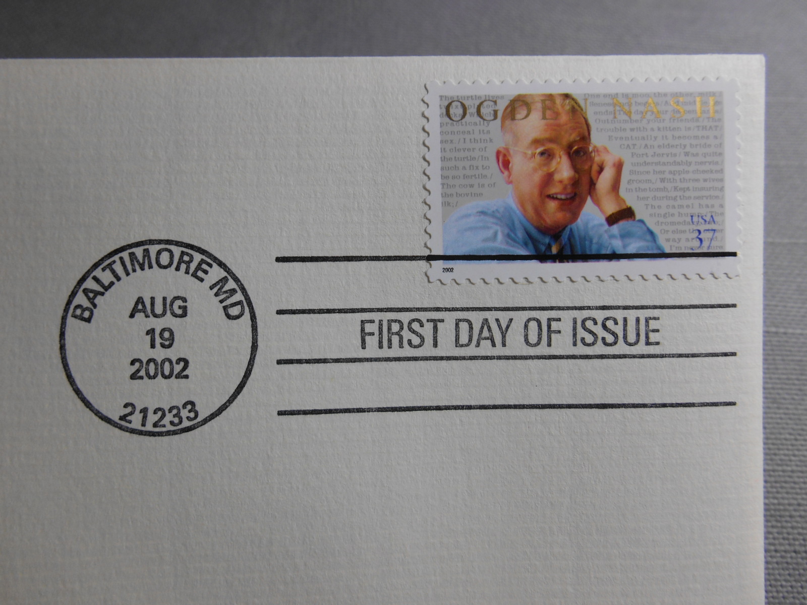 2002 First Day Cover Nash Literary Arts Gold Stamp (22kt overlay) USPS ...