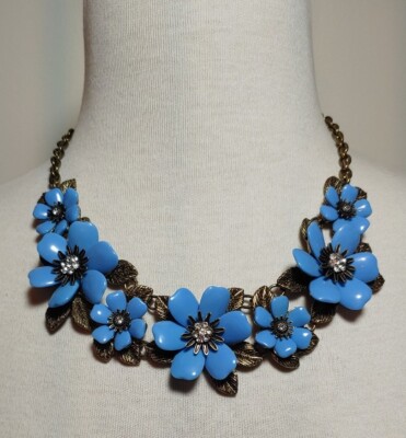 Joan Rivers Blue Floral Resin, Crystal Clear Statement Necklace, 22 ...