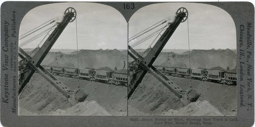 Minnesota ~ BURT OPEN PIT IRON MINE BUCYRUS STEAM SHOVEL Stereoview ...