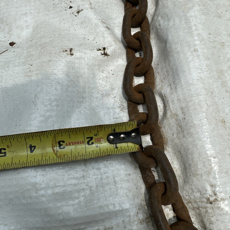 20 Foot Log Chain 3/8”x2” Links Tow Chain Rigging NICE~4”Hooks~#4~Read ...