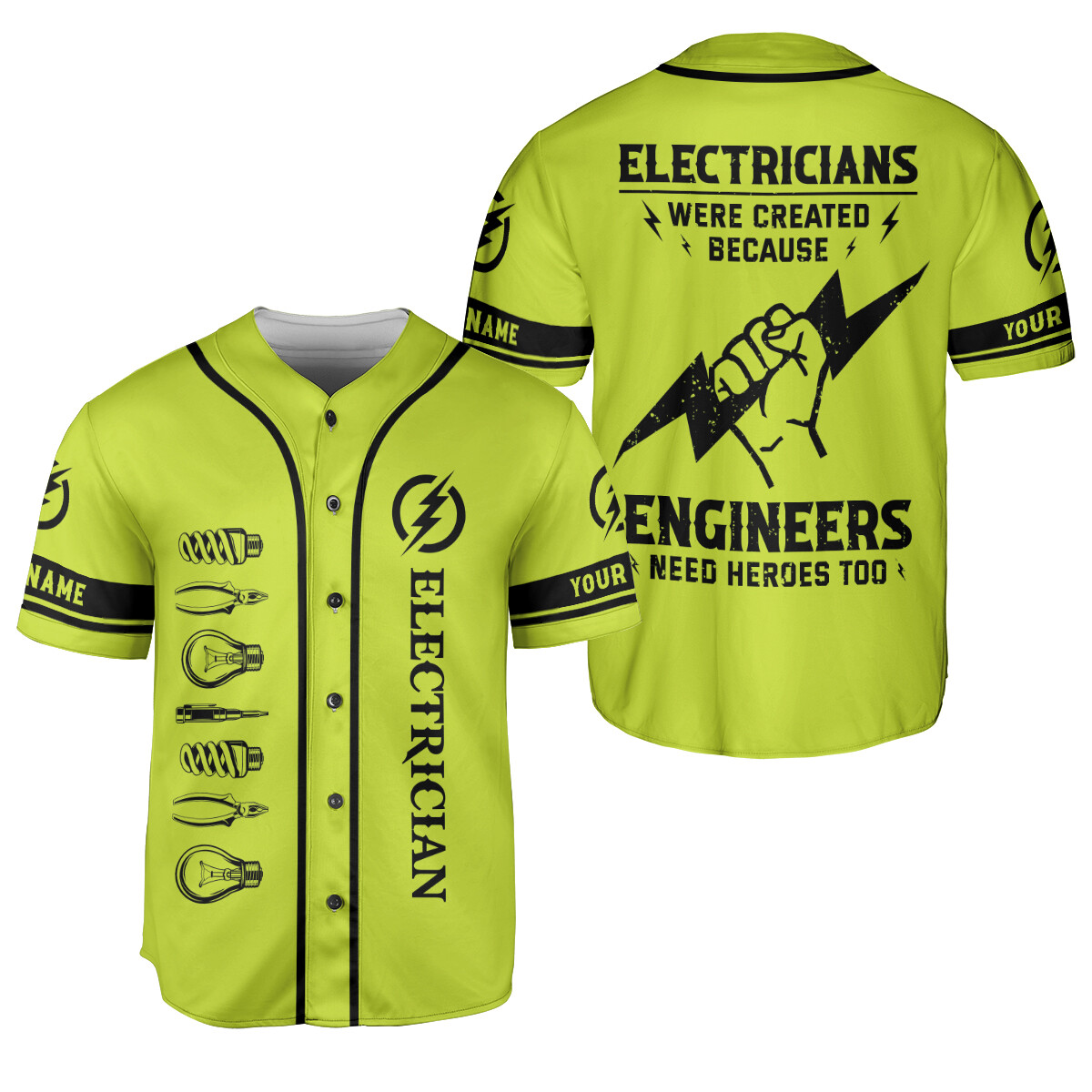 Personalized Electrical Worker Baseball Jersey Shirts, Electrician ...