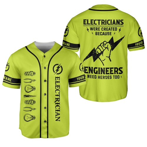 Personalized Electrical Worker Baseball Jersey Shirts, Electrician ...