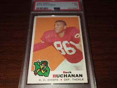 1969 TOPPS Football #222 Buck Buchanan Kansas City Chiefs HOF PSA 7 ...