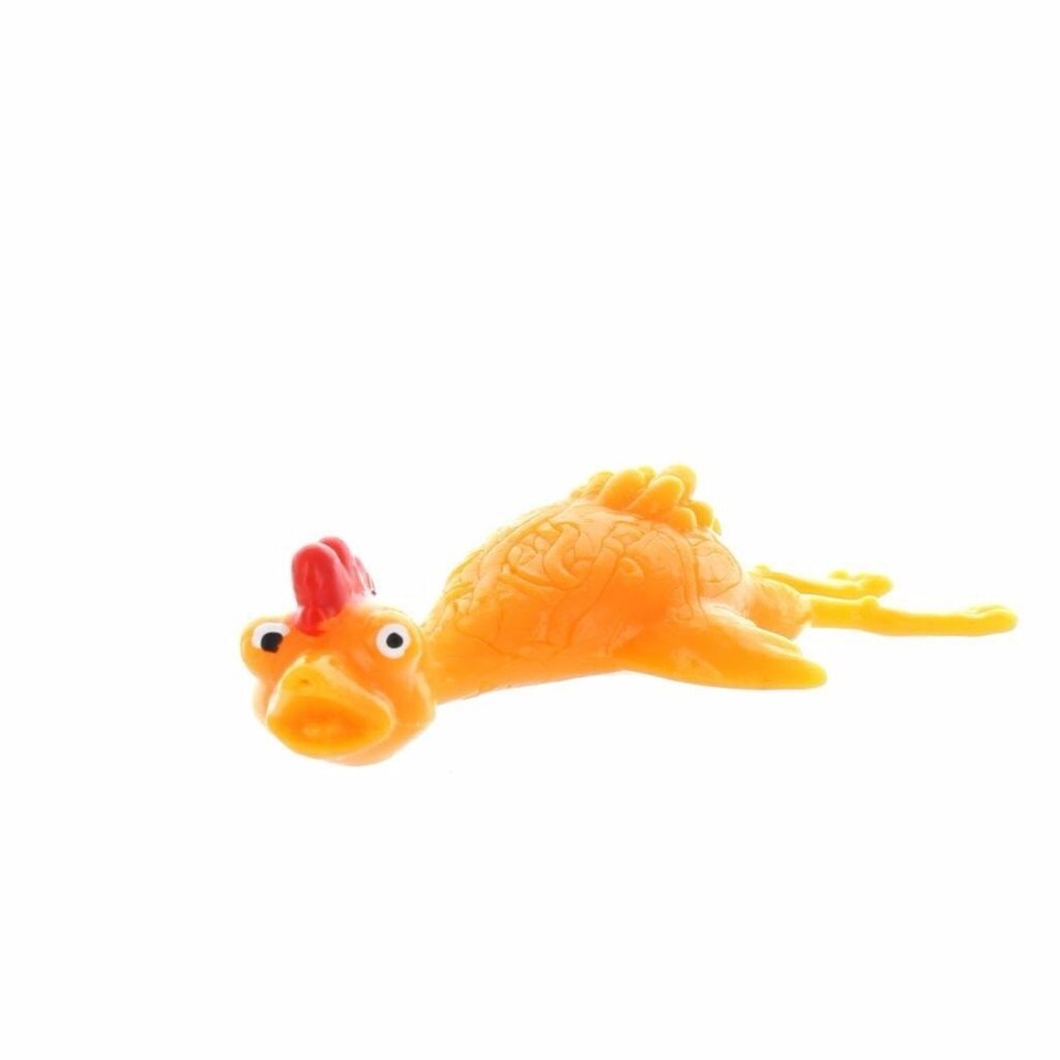 STRETCHING CATAPULT SLINGSHOT CHICKEN 4.5" Rubber Yellow Bird Finger ...