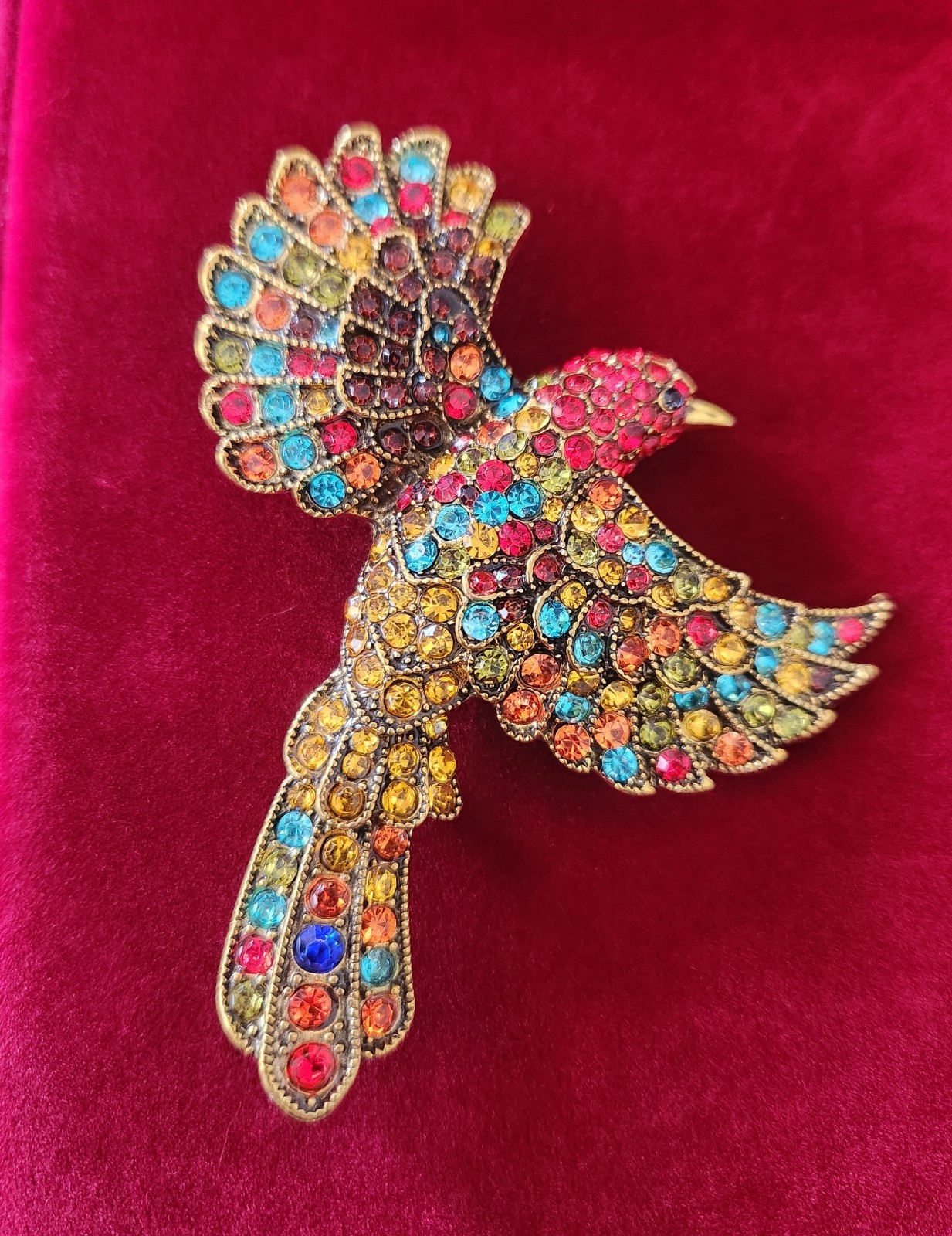 Heidi Daus Inspired Colorful Bird In Flight Brooch | eBay