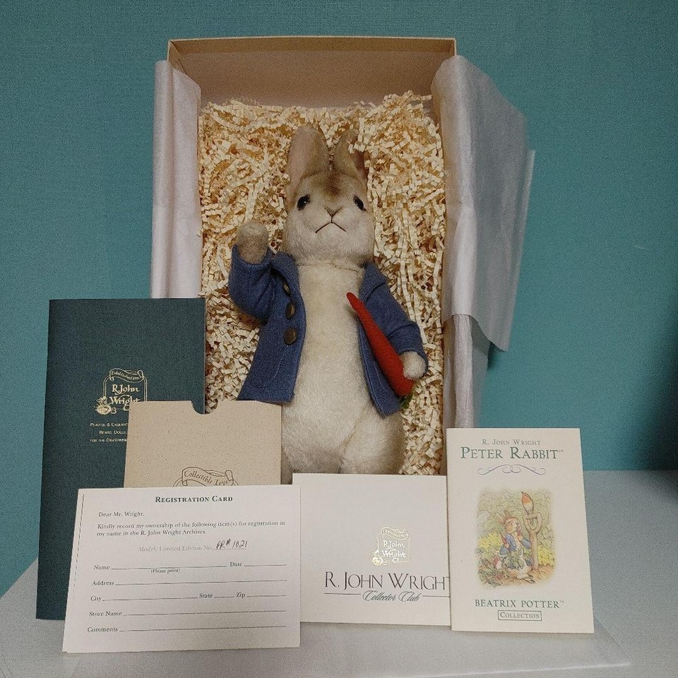 R John Wright Peter Rabbit Blue Jacket With Carrot COA Booklet Limited ...