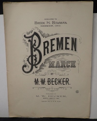 Bremen March - M.W, Becker - Sheet Music 1887 | eBay