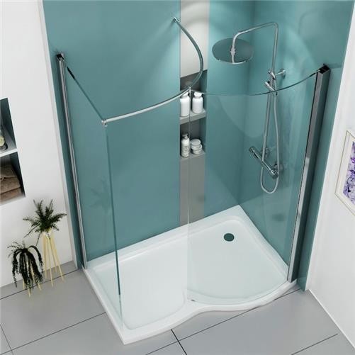 1400 x 900mm Chrome Left/Right Hand Walk In Shower Curves Enclosure ...