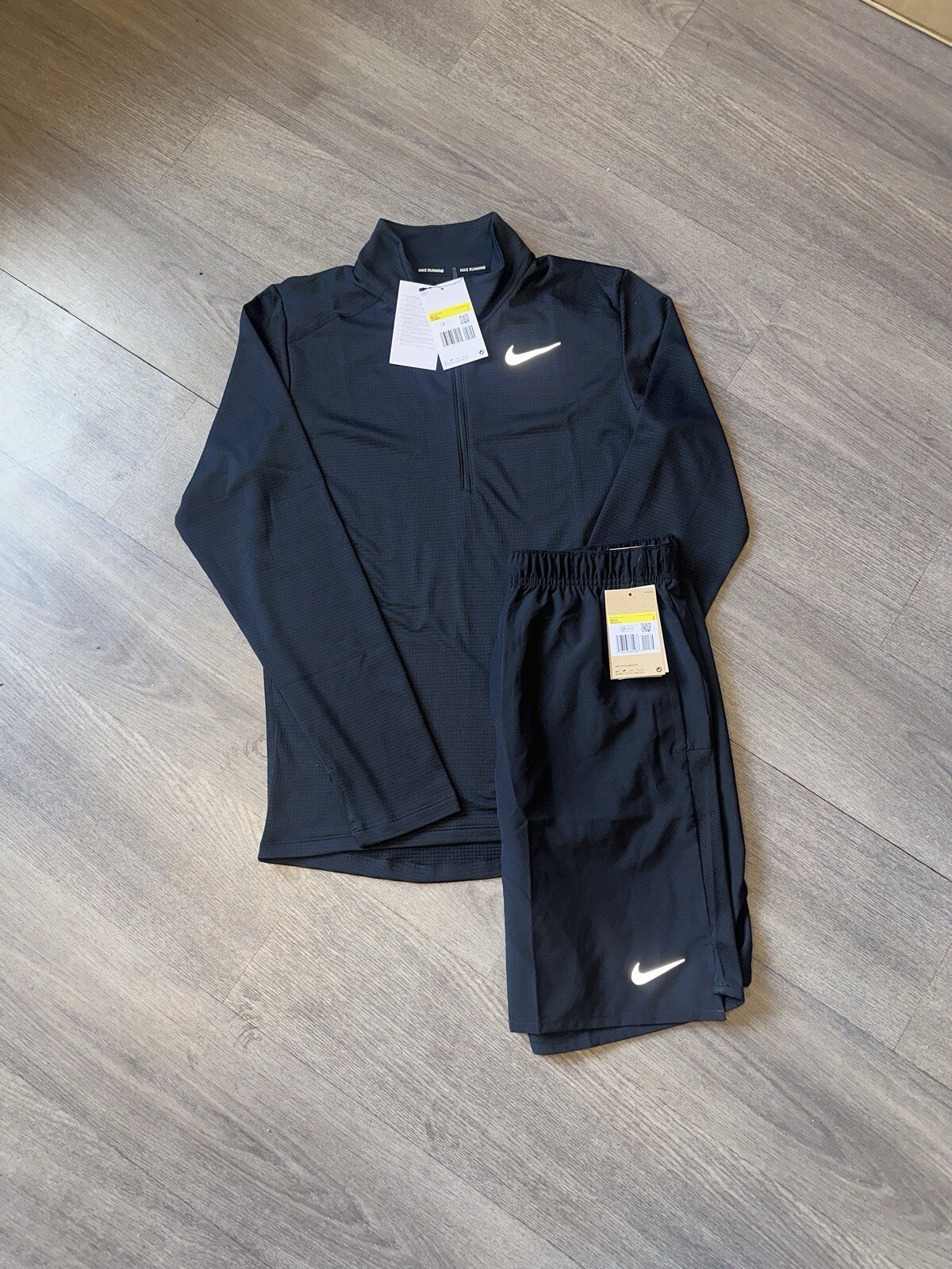 Nike Dri Fit Miler Running 1/4 Jacket Shorts Tracksuit Set – Black ...