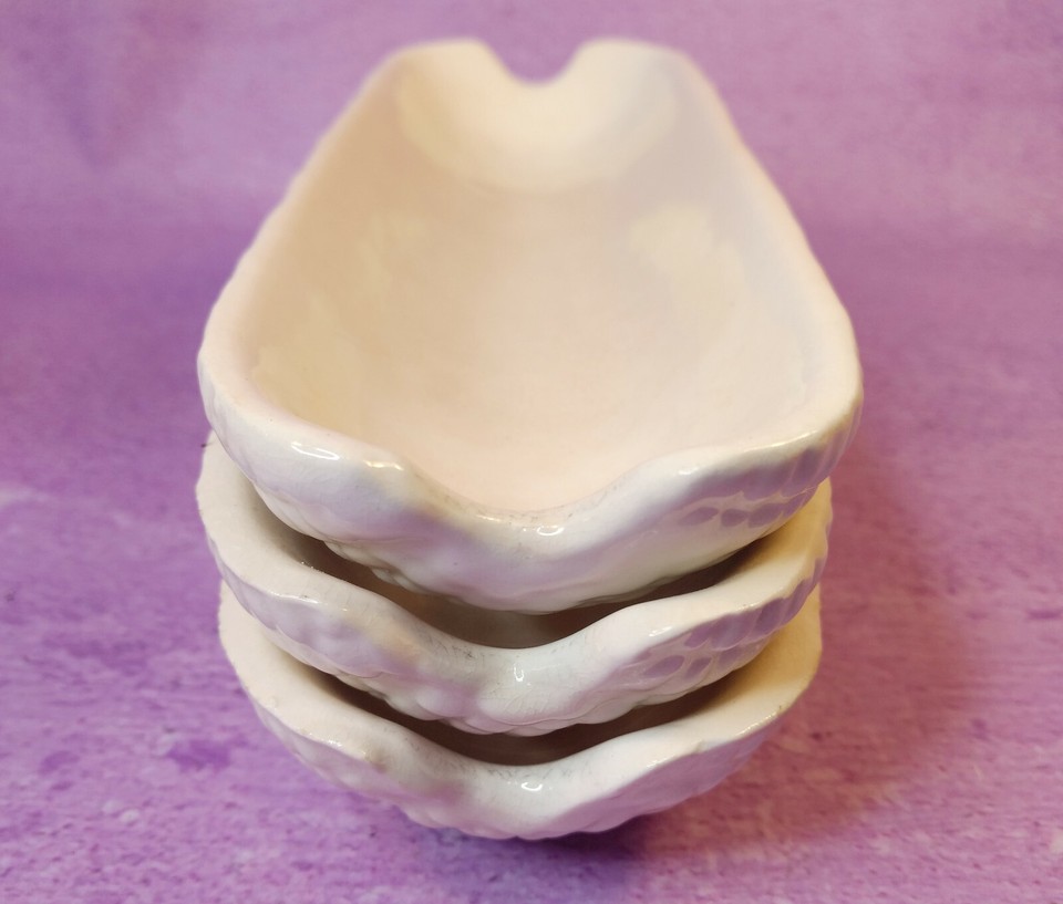 Ceramic Corn on the Cob Holders Set of 3 Vintage White Dishes Trays ...