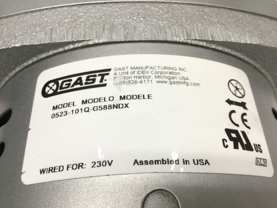 Gast 0523-101Q-G588NDX Rotary Vane Vacuum Air Pump 115/220-230VAC, 1PH ...