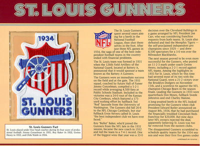ST LOUIS GUNNERS Willabee & Ward NFL GOLDEN AGE FOOTBALL PATCH & INFO ...