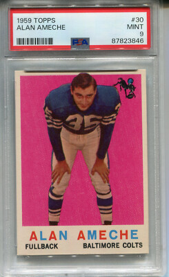 1959 Topps #30 Alan Ameche PSA 9 MINT Baltimore Colts | eBay