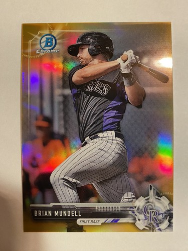 BRIAN MUNDELL 2017 MLB Bowman Chrome Gold REFRACTOR #/50 BCP86 Colorado ...