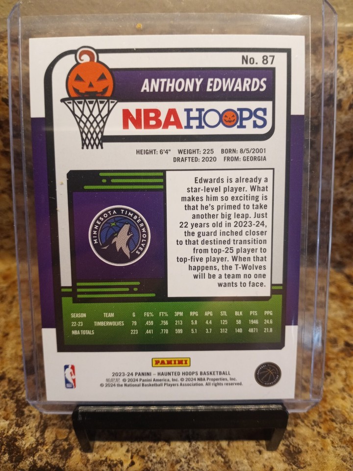 2023 - 24 NBA Hoops Haunted Hoops Anthony Edwards Black Holo Web #87 | eBay