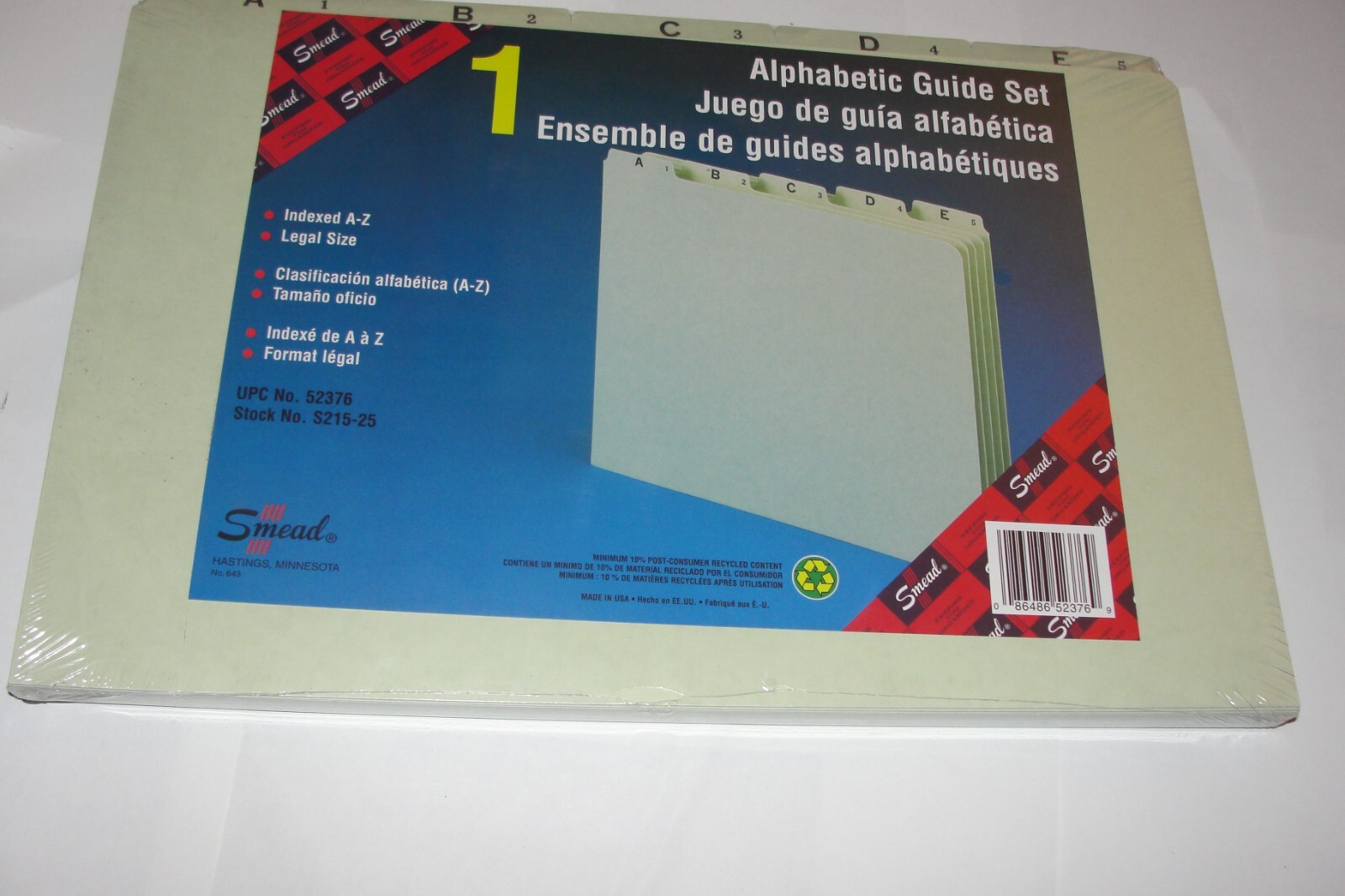 Smead Alphabetic Top Tab Indexed File Guide Set, 1/5-Cut Top Tab, A to ...