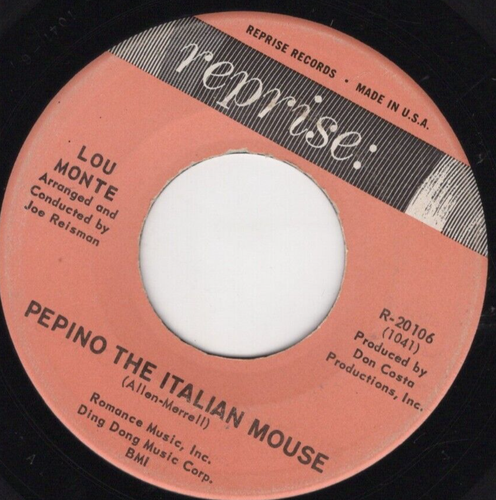 Lou Monte – Pepino The Italian Mouse 1962 Reprise Pop Novelty VG Plays ...