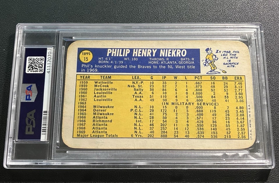 1970 Topps Super #15 Phil Niekro Signed PSA/DNA Authentic Autograph ...