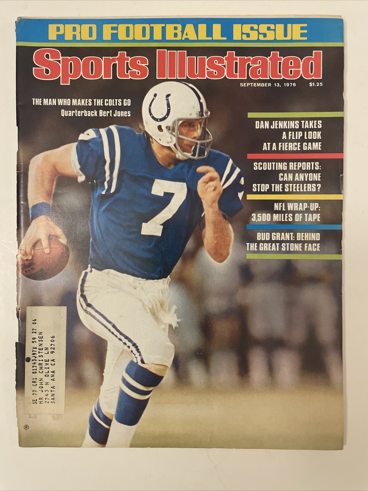 SPORTS ILLUSTRATED MAGAZINE SEPTEMBER 13 1976 BERT JONES BALTIMORE ...