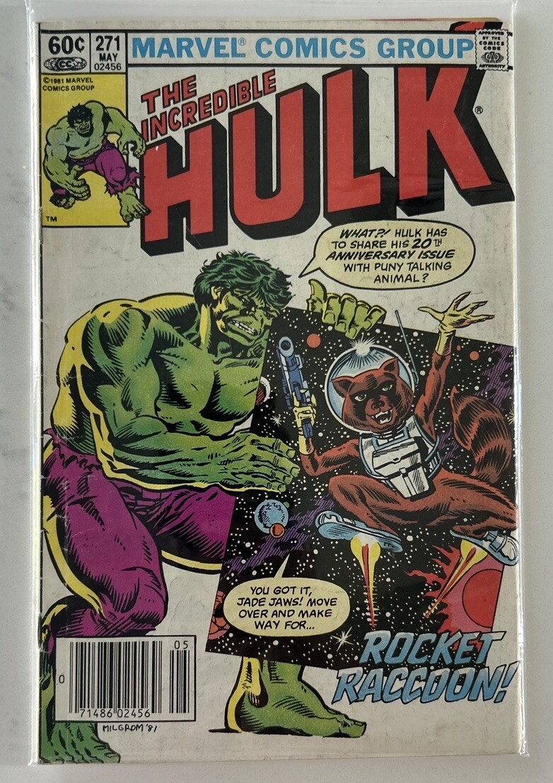 The Incredible Hulk #271 First Appearance Of Rocket Raccoon! Newsstand ...
