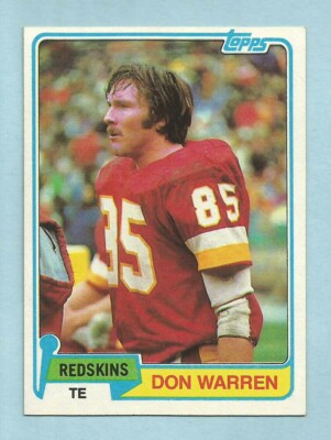 1981 Topps Football Don Warren #84 Washington Redskins San Diego State ...