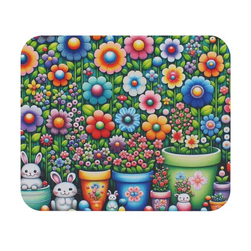 Mouse Pad (Rectangle) Bright and Colorful Flowers in Pots Design 1 ...