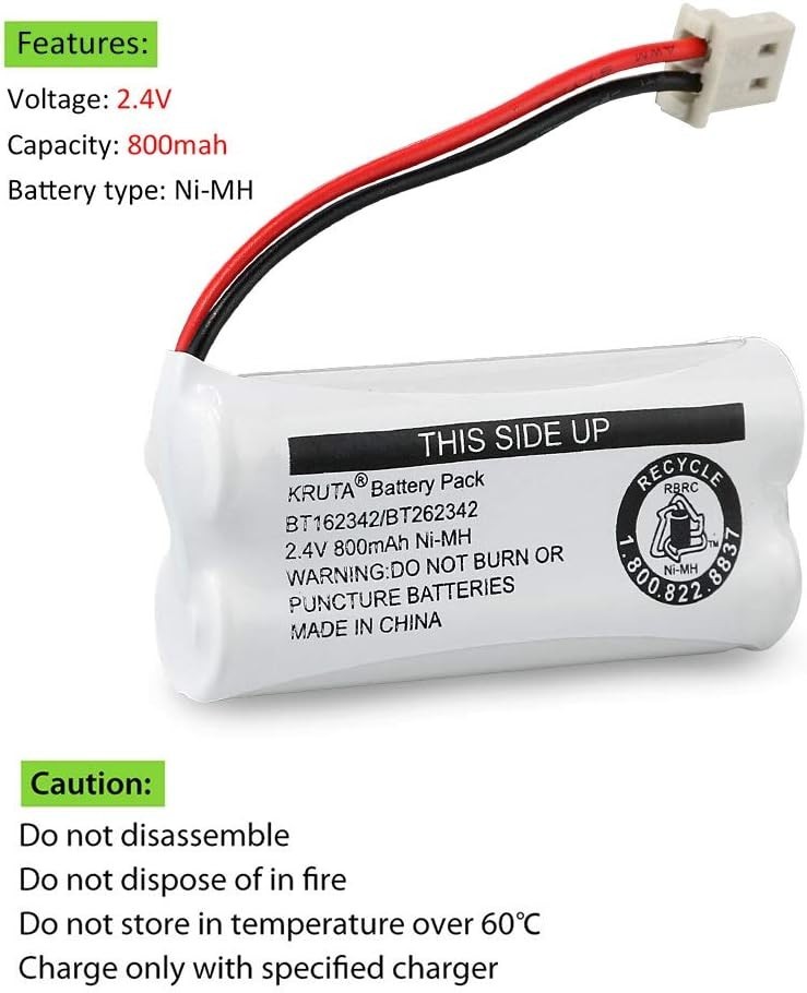 Long-Lasting 800mAh Cordless Phone Batteries - Pack of 3 for VTech & AT ...