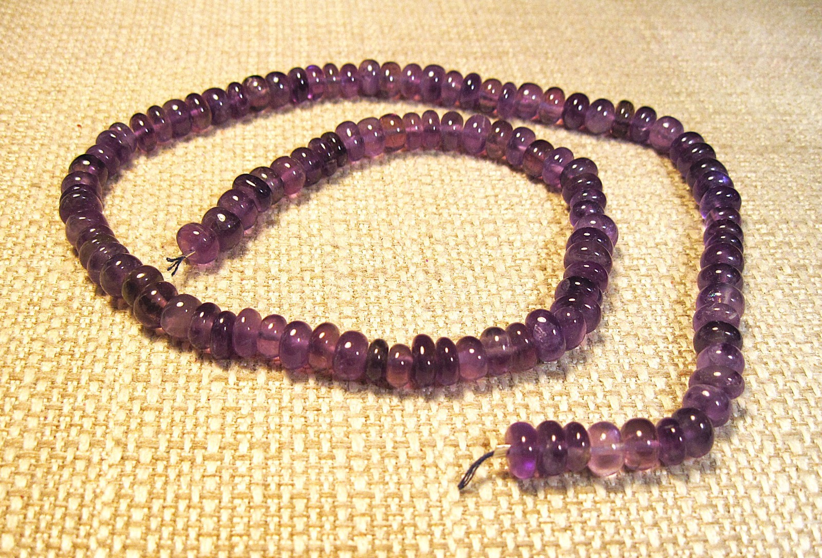 Beautiful 17" Strand of 7mm x 4mm Hand Cut Amethyst Rondelle Beads Lot ...