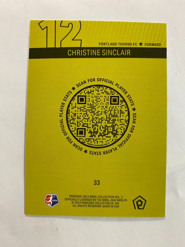Christine Sinclair 2023 Portland Thorns FC #33 Parkside Stars of NWSL Card Foil | eBay
