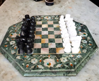 Elegant Look Top Green Marble Chess Set Table With Chess Pieces Mop ...