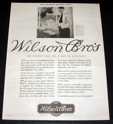 1920 OLD MAGAZINE PRINT AD, WILSON BROS. MEN'S FURNISHINGS, REMEMBER ...