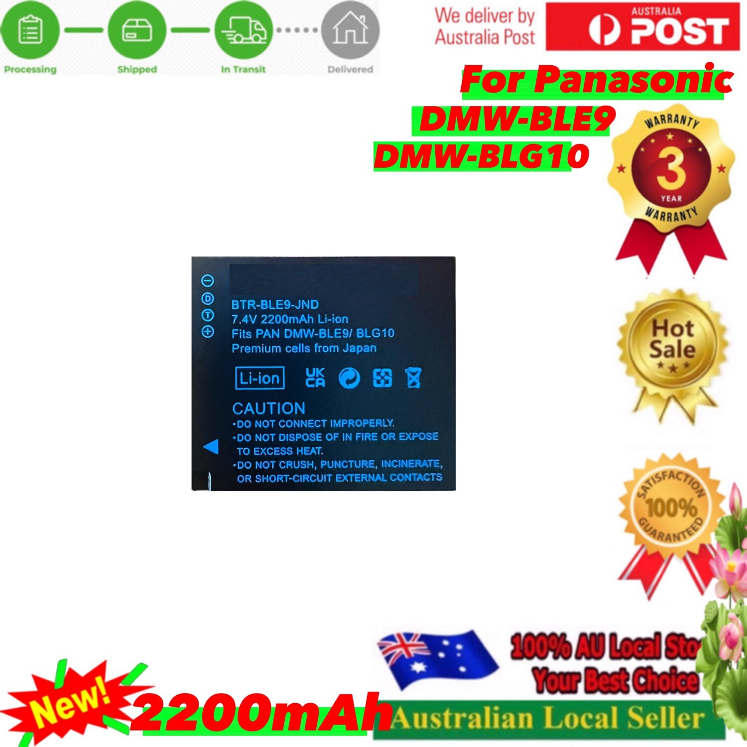 2200mAh Battery for Panasonic DMW-BLE9, DMW-BLG10 Panasonic Lumix DMC ...