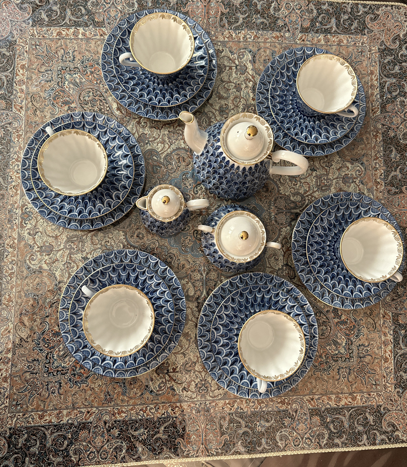 Lomonosov Imperial forget-me-not Tea Set for 6 | eBay