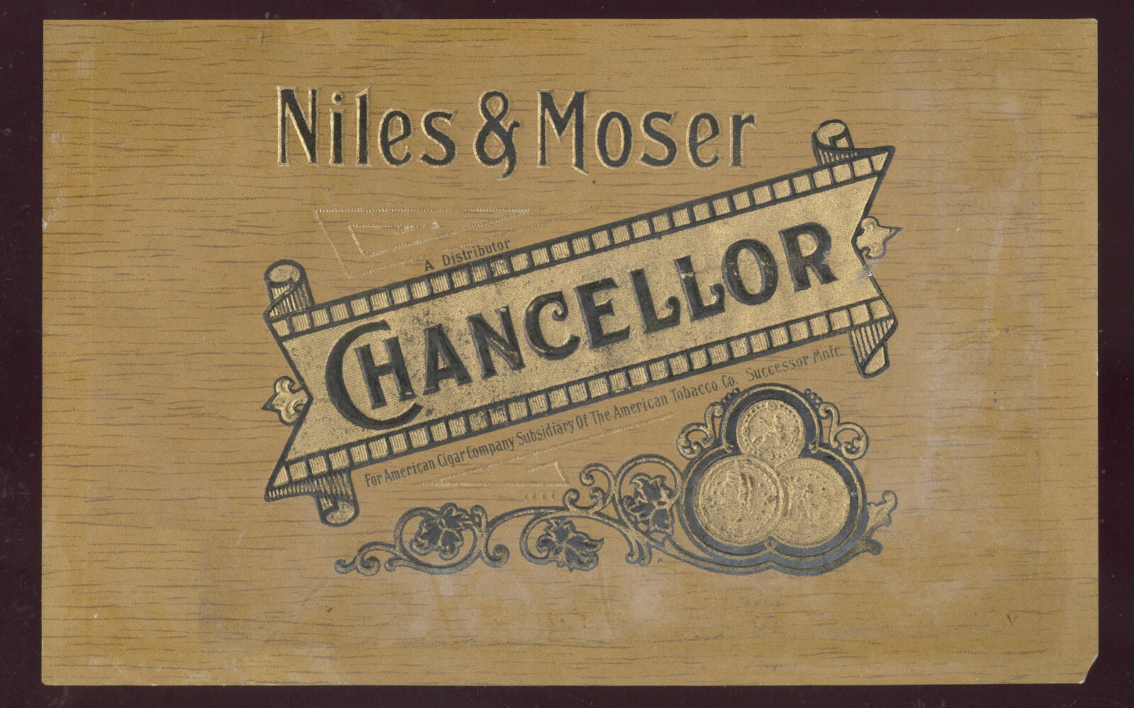 ORIG. OLD DENVER CO NILES & MOSER CHANCELLOR EMBOSSED CIGAR BOX LABEL ...