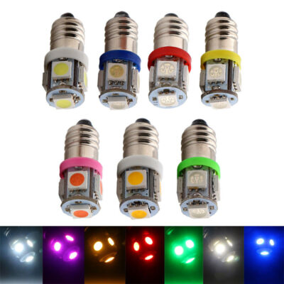 10Pcs 12V E10 LED 5050 5 SMD Screw Led Bulb Light Lamp Torch Bike ...