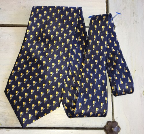 ROBIN RUTH MENS TIE 4 X 59 BLUE WITH TINY GOLD TULIPS | eBay