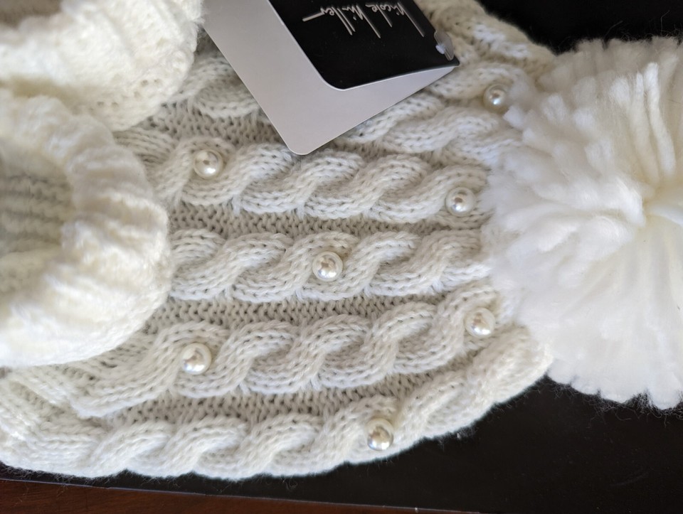 Nicole Miller Baby Girls White Cable Knit 2 Piece Set Embellished With ...