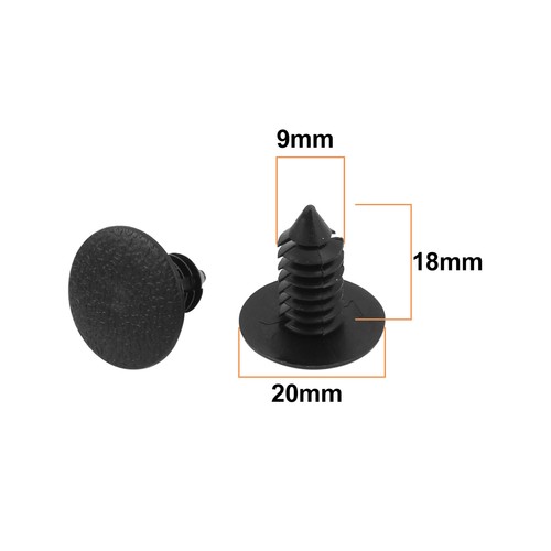 100PCS 9mm Hole Dia Plastic Rivets Fastener Push Clips Black for Car ...
