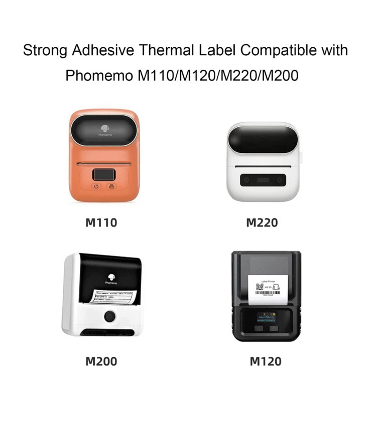 3 Rolls Phomemo M110 M200 Labels, 50x80mm Self-Adhesive Direct Thermal ...