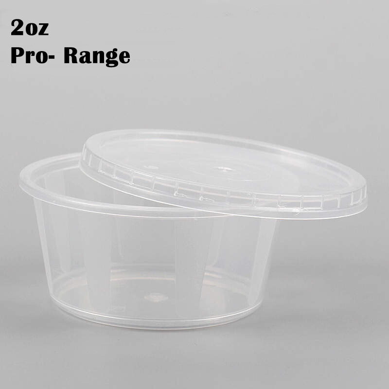 Round Food Containers Plastic Clear Tubs with Lids Deli Pots Sauce Dip ...