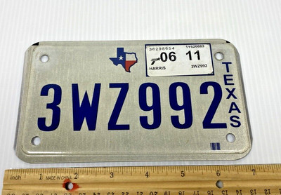 Texas Motorcycle License Plate 3WZ992 Jun 11 Harris County Expired ...