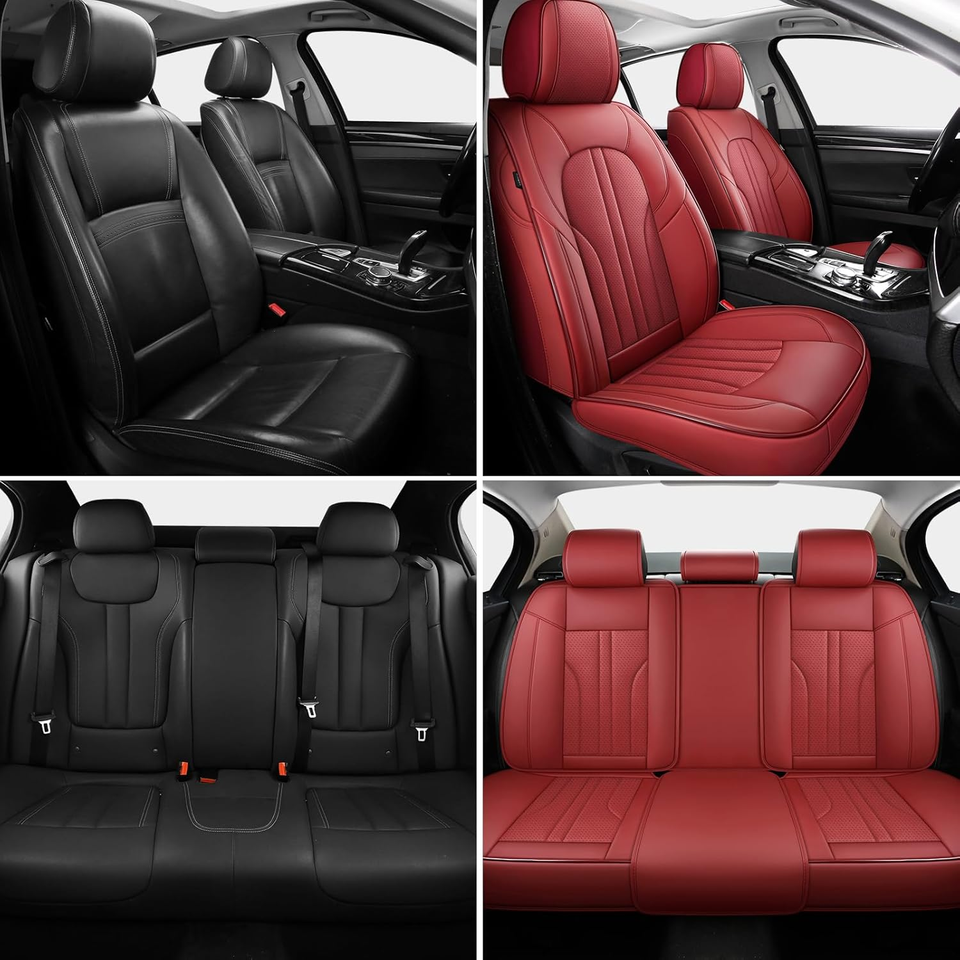 Red Car Seat Covers,Leather Car Seat Cover, Waterproof Seat Covers Full ...